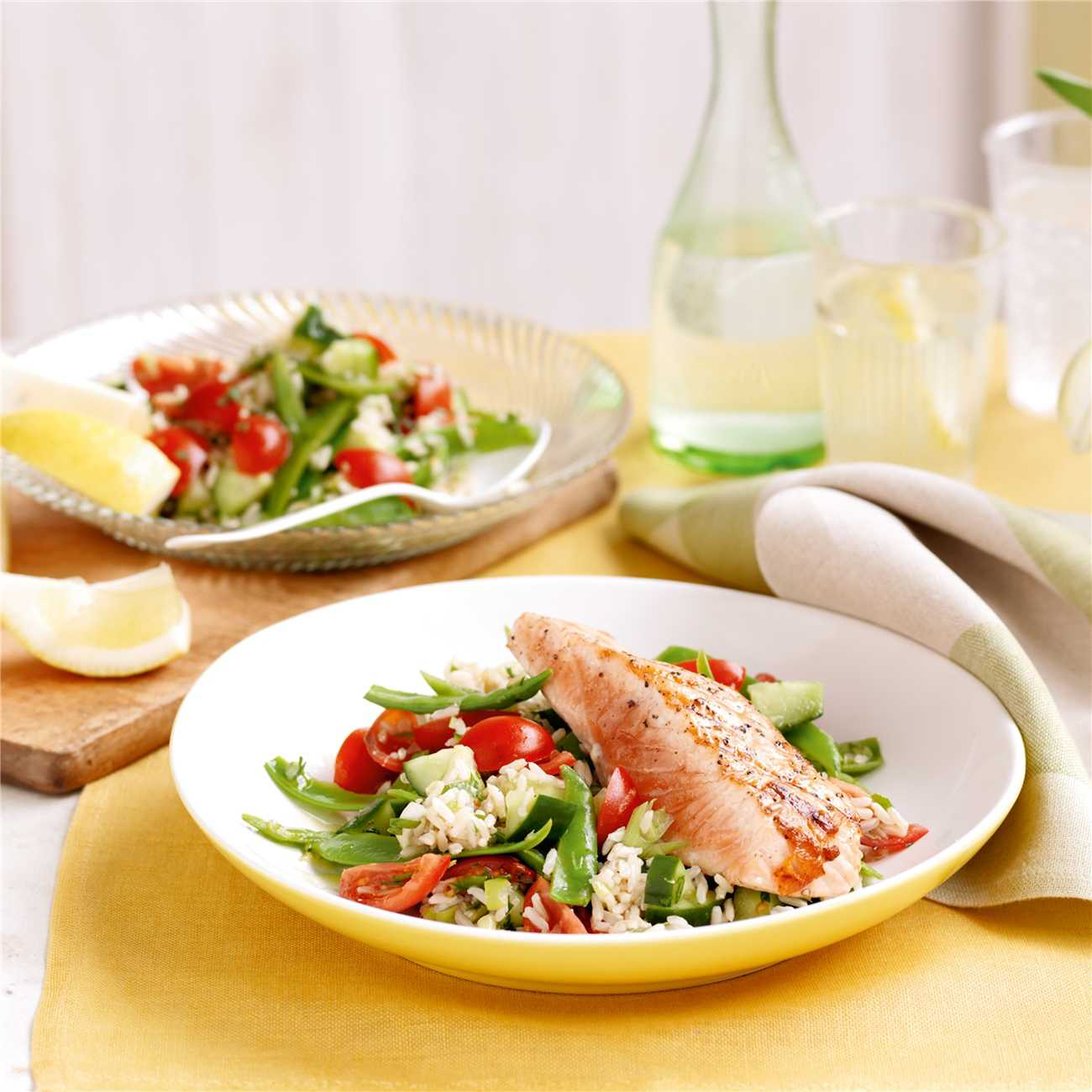 Grilled Salmon with Brown Rice & Snow Peas Recipe | Woolworths