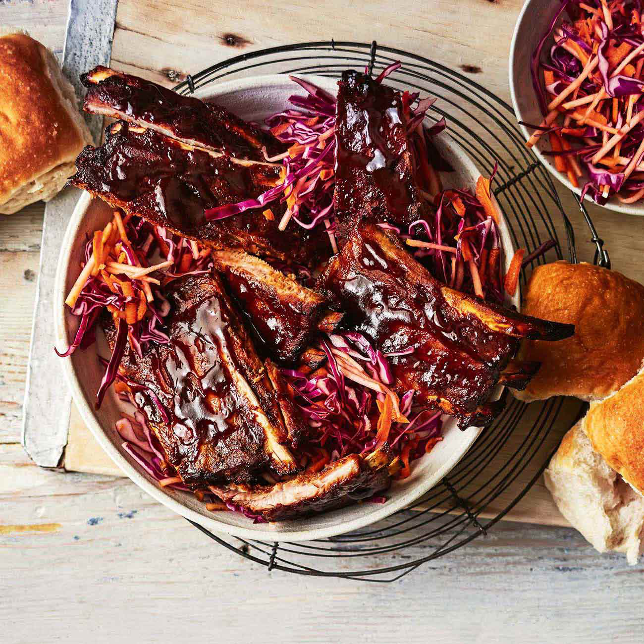 Smoky Cola Ribs With Red Cabbage Slaw Recipe | Woolworths