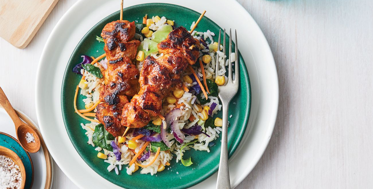 Speedy Thai Chicken Skewers With Wok-Tossed Rice Recipe | Woolworths